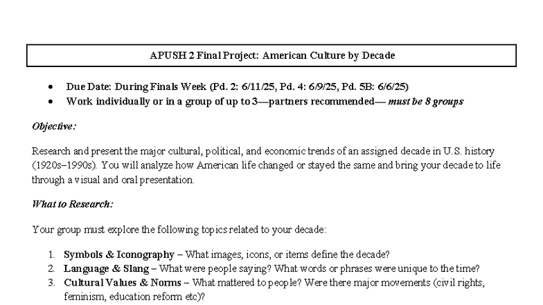 Apush 2 Final Project - have fun - APUSH 2 Final Project: American ...