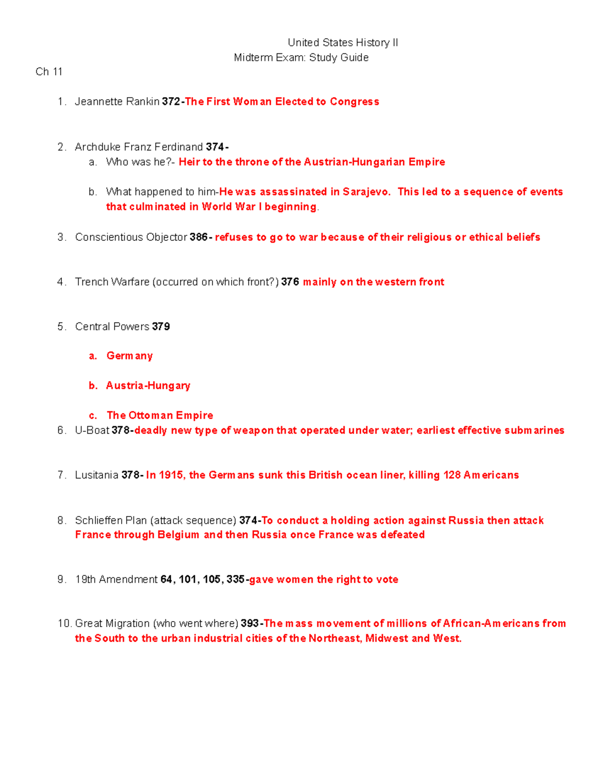 US History II Midterm Exam Study Guide: Key Events & Figures - Studocu
