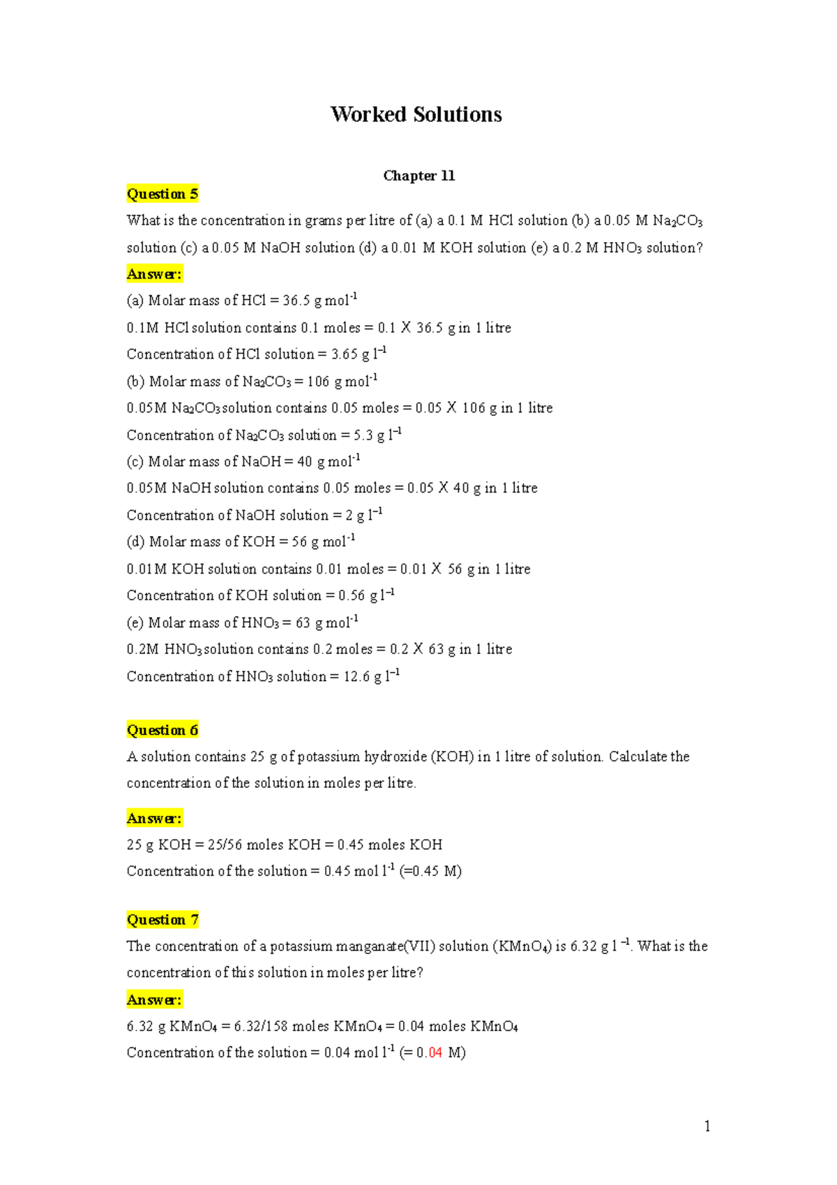 Uc worked solutions ch 11 - Worked Solutions Chapter 11 Question 5 What ...