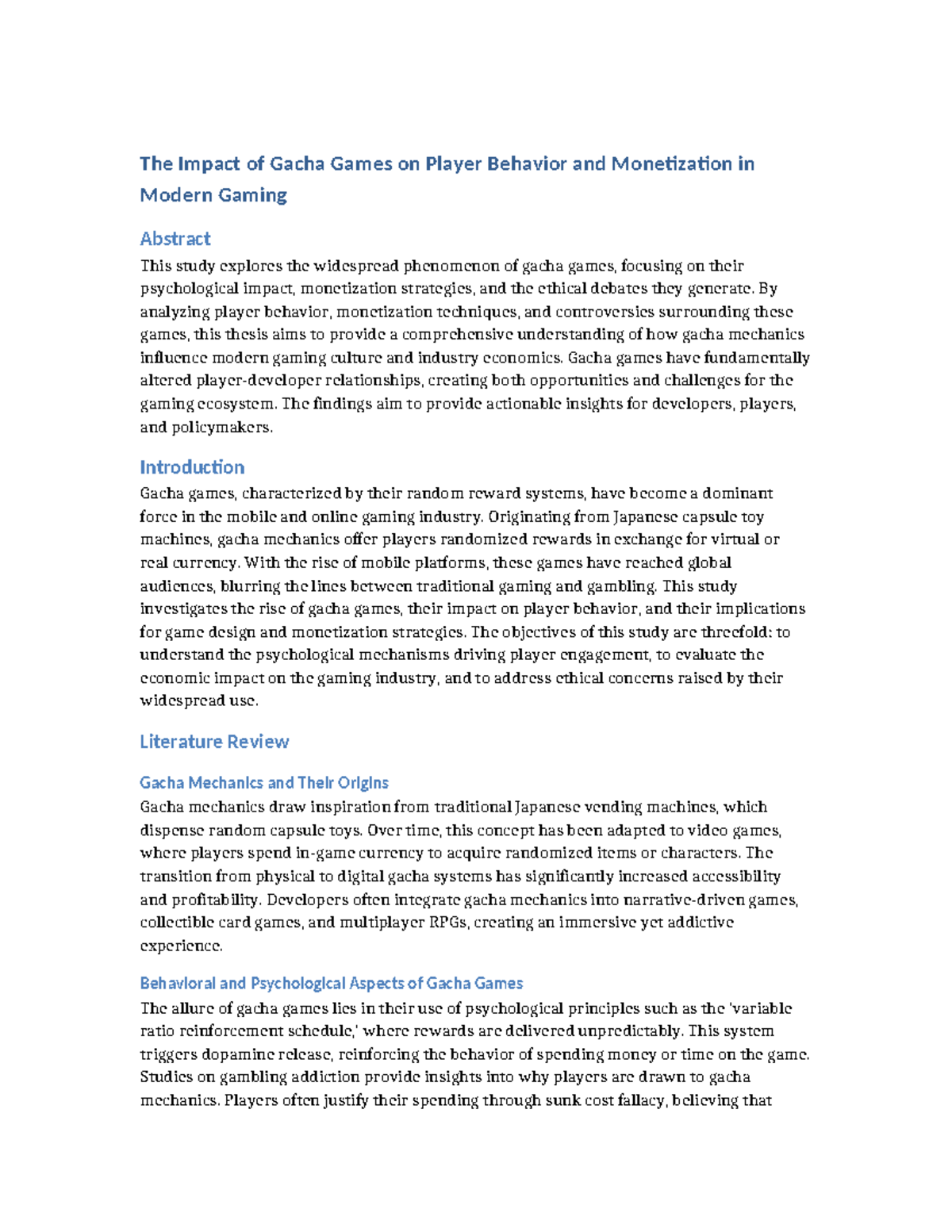 Gacha Games Impact: Player Behavior & Monetization Strategies - Studocu