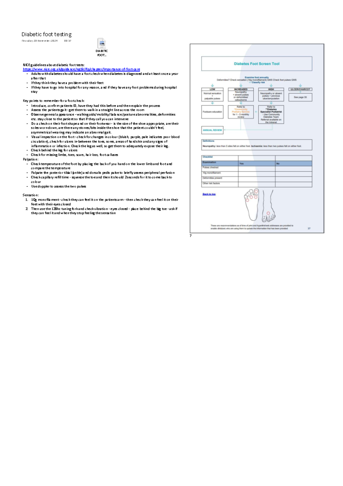 Diabetic Foot Testing Guidelines: Essential Checks for Patients - Studocu