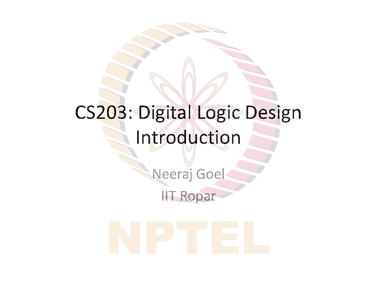 CS203: Digital Logic Design - Introduction to Digital Systems and Concepts - Studocu