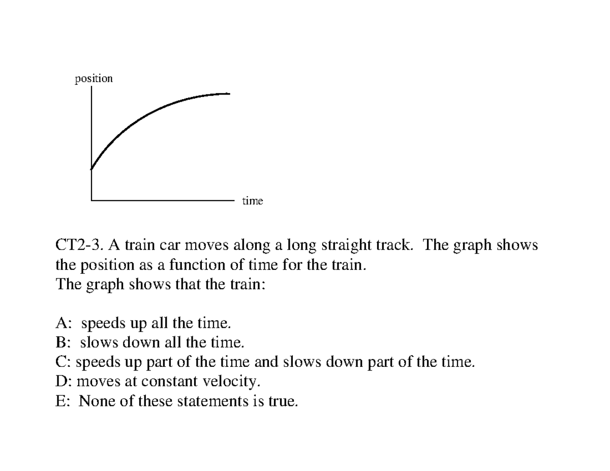 PS113 Exam 1 review-sample-MCQs - CT2-3. A train car moves along a long ...