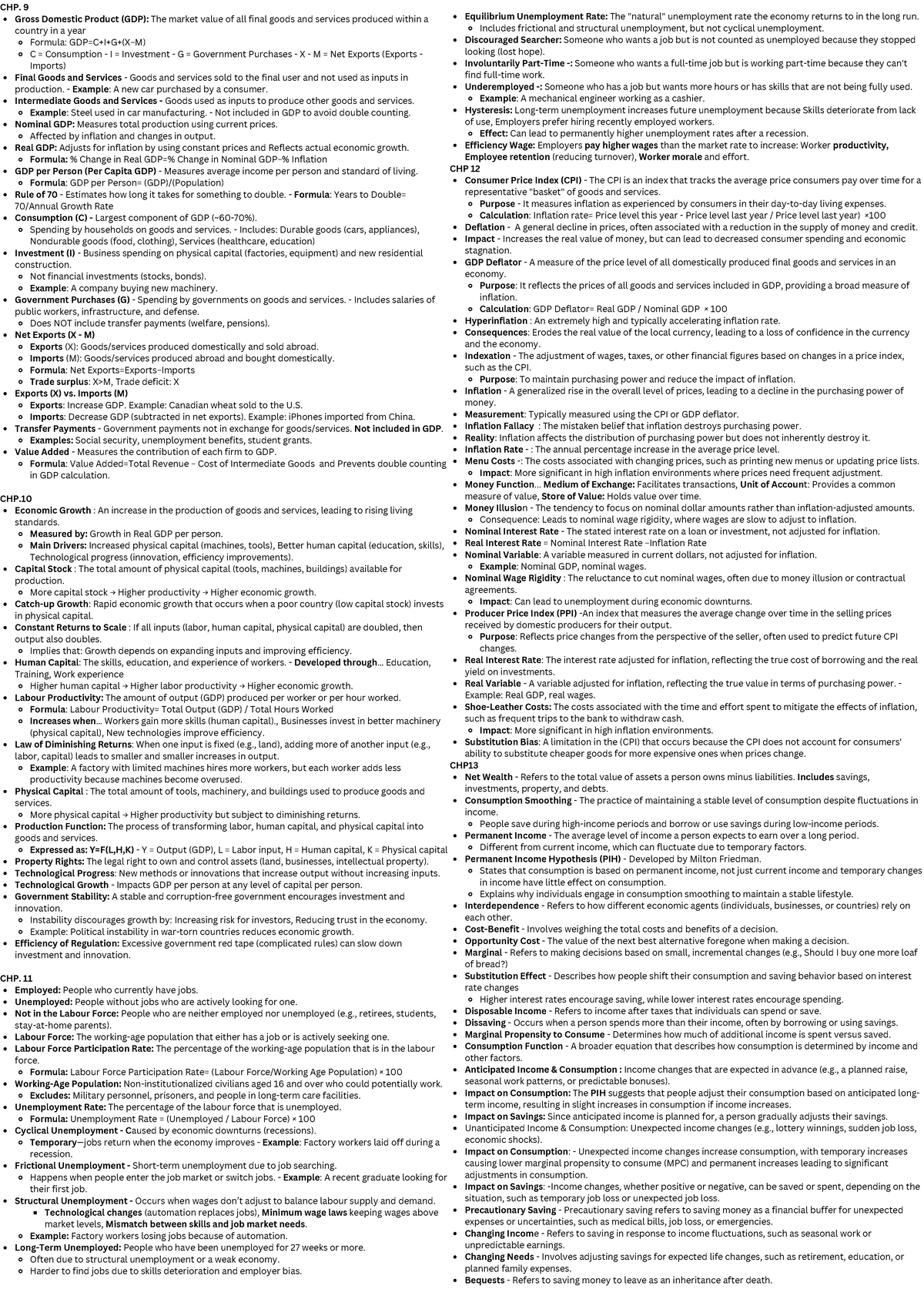 EC140 Final Exam Cheat Sheet: Key Concepts on Unemployment, GDP, and Inflation - Studocu