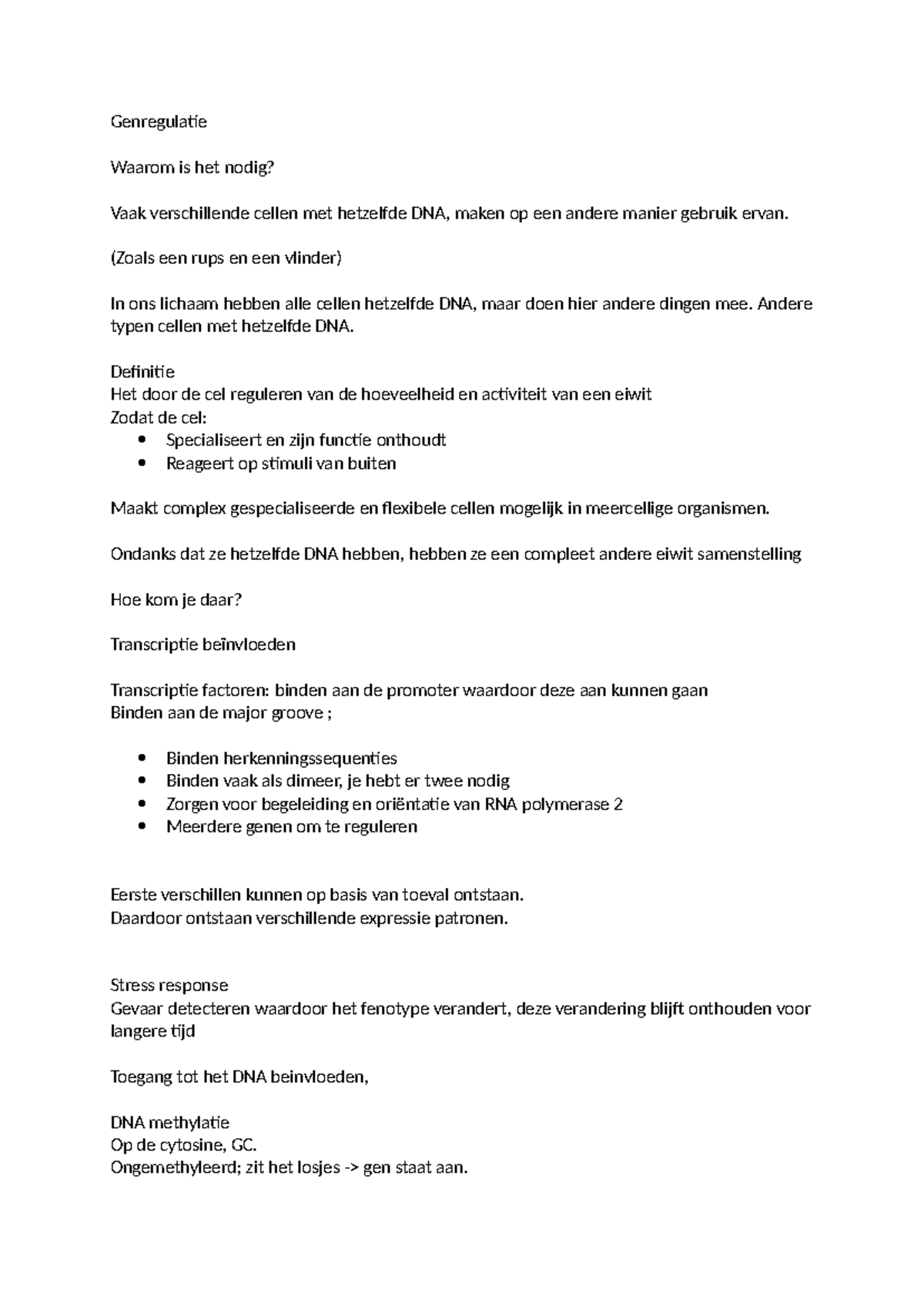 CEL Hoorcollege Aantekeningen: Genregulatie en Eiwit Activiteit ...