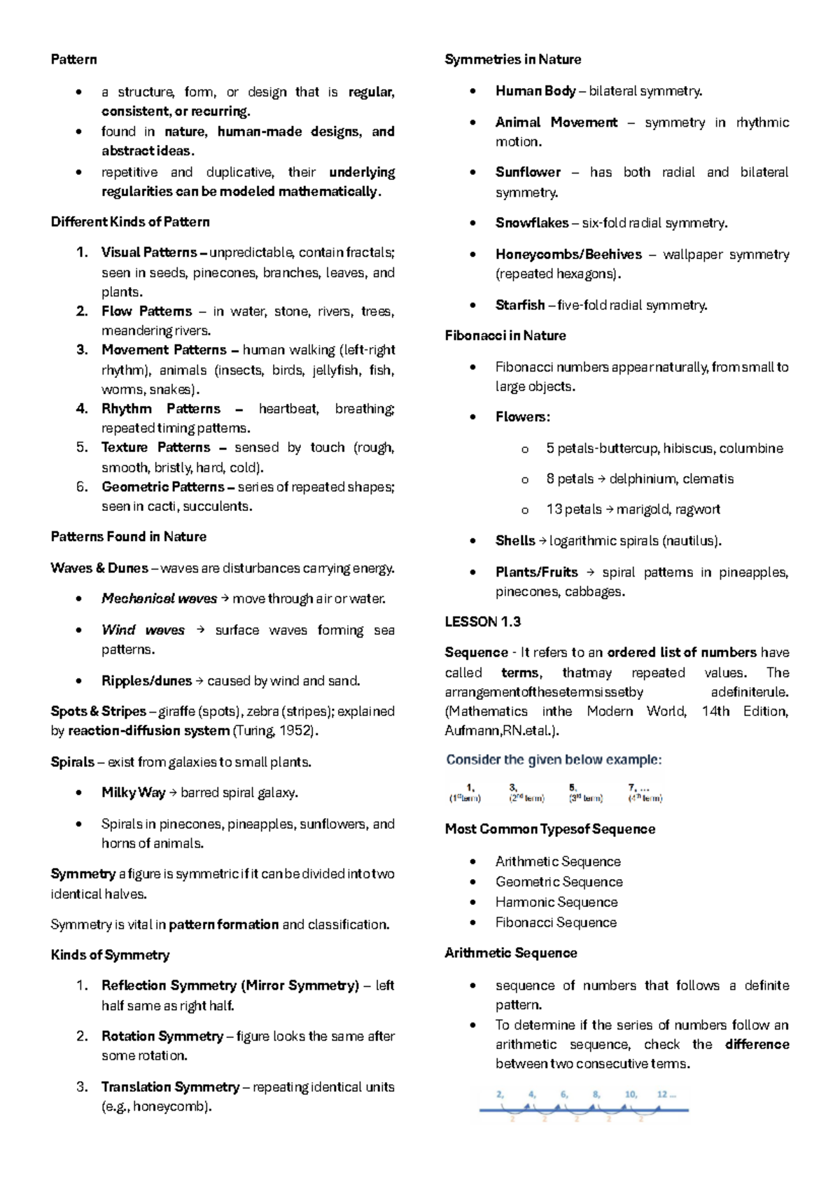 Mmw Notes: Exploring Pattern Symmetries in Nature and Mathematics - Studocu
