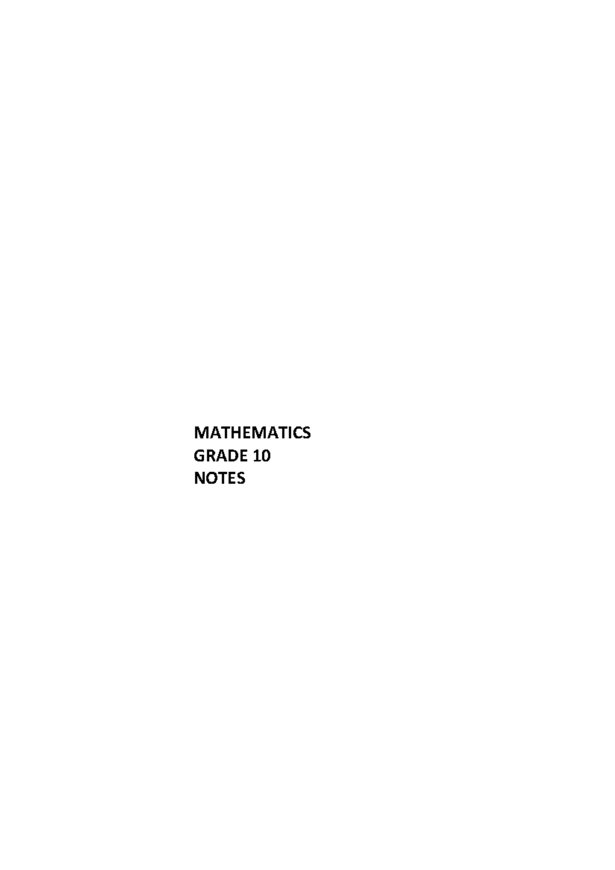 Mathematics Grade 10 Notes: Simple and Compound Interest Concepts - Studocu