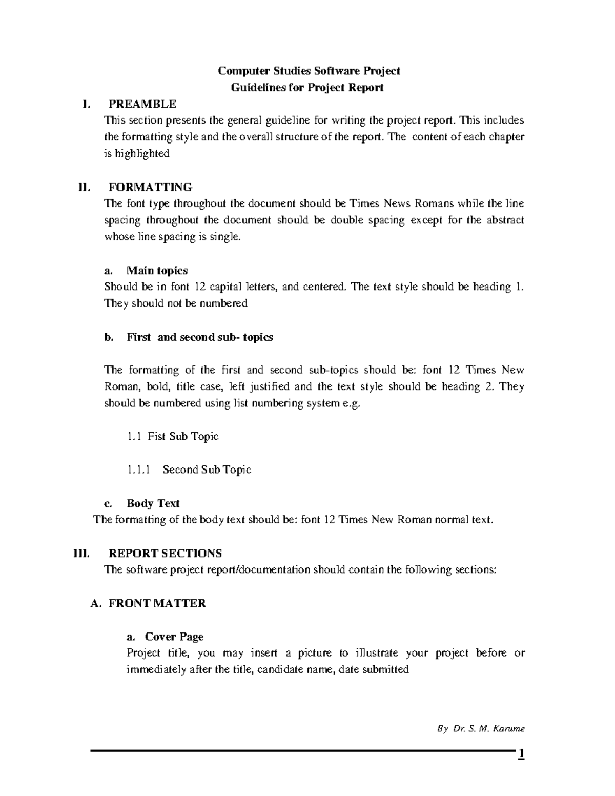 Computer Studies Project Report Guidelines (CS101) - Studocu
