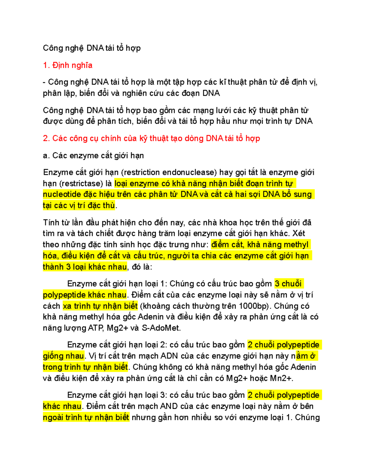 Công nghệ DNA tái tổ hợp: Khái niệm và Ứng dụng - Tài liệu học - Studocu