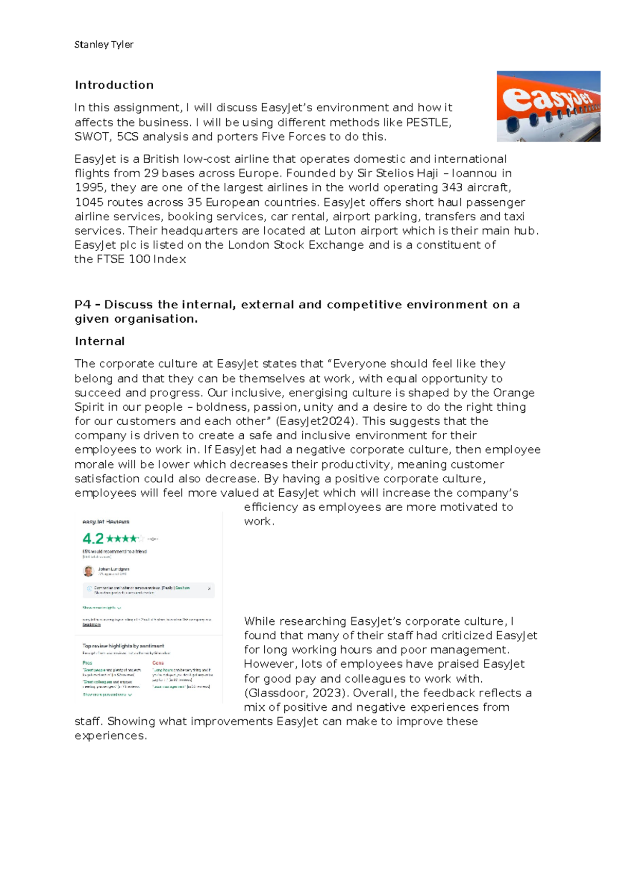 Analysis of EasyJet's Business Environment: PESTLE, SWOT, and 5Cs - Studocu