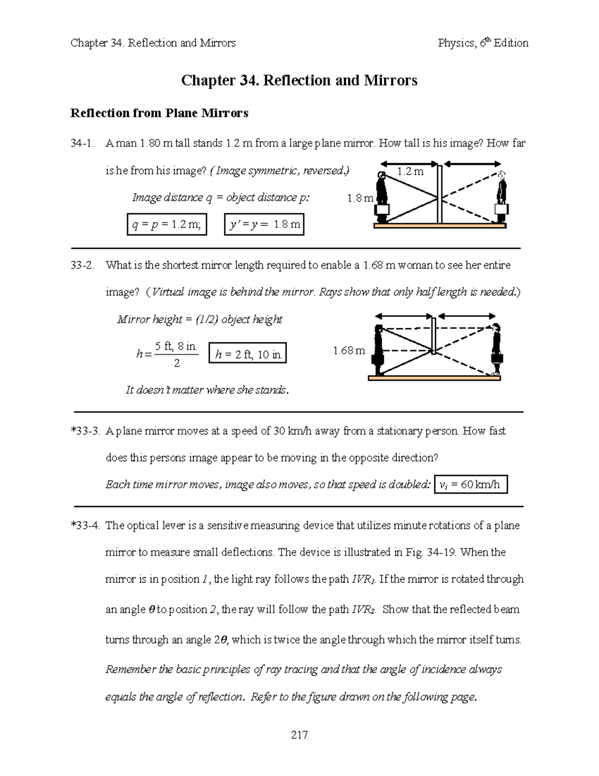 Physics 6th Ed. Ch. 34: Reflection & Mirrors Concepts and Problems ...