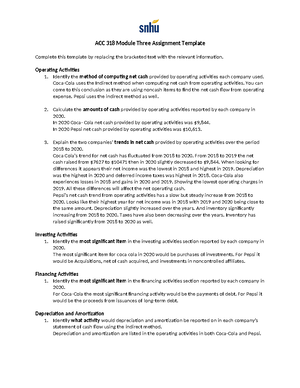 ACC II 318 Module 4 - brief summary - ACC 318 Module Four Assignment ...