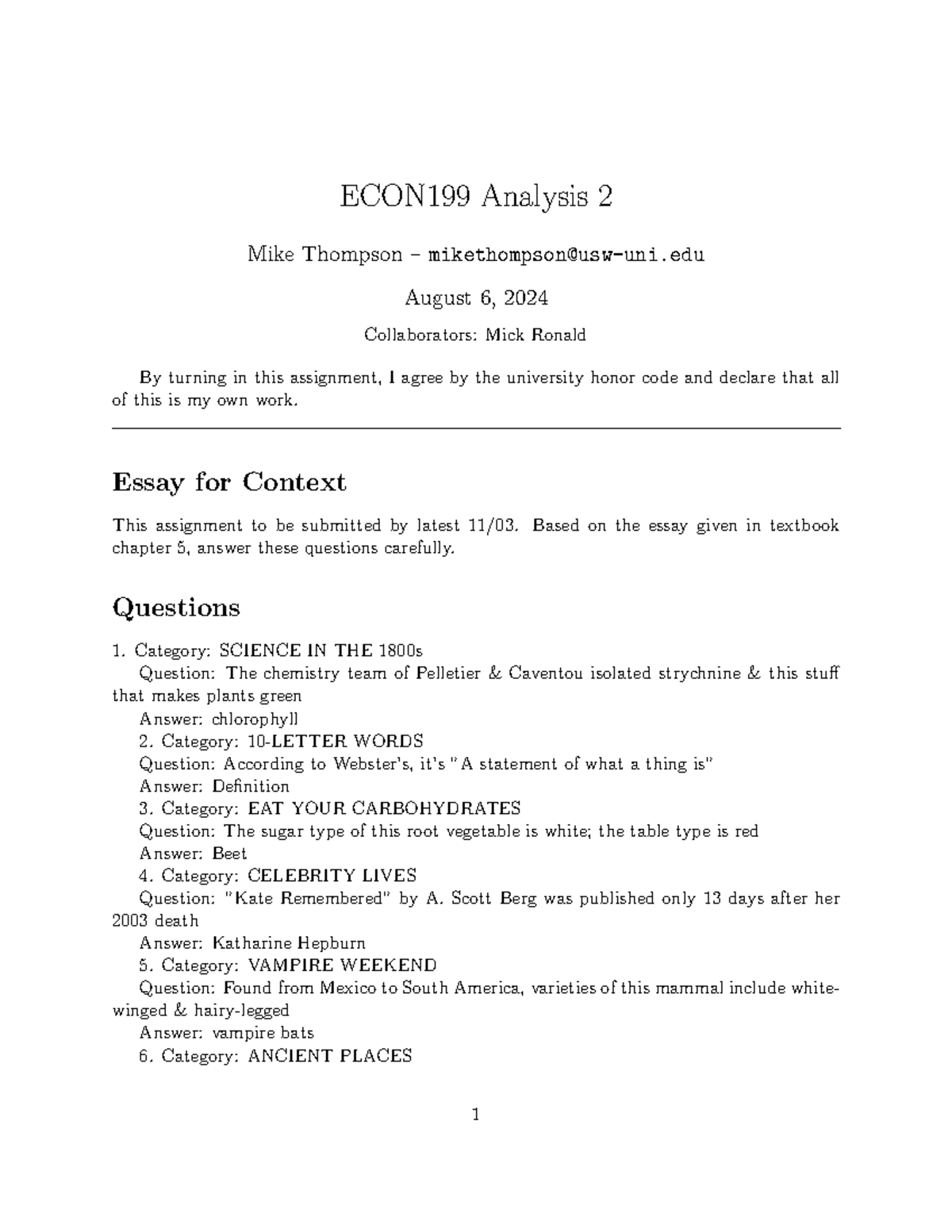 ECON199 Final Exam Analysis 2 - Key Concepts and Questions - Studocu