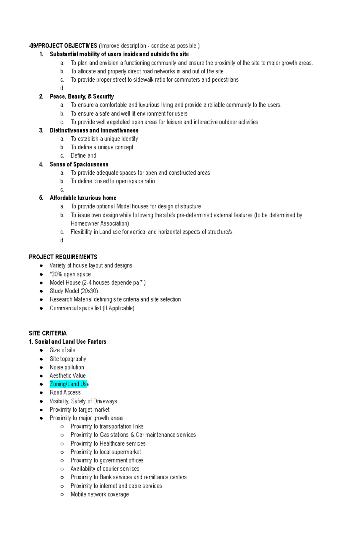 OPEN-Market Subdivision Project Objectives and Site Criteria Analysis ...