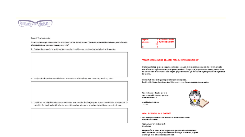 Evaluación del Desempeño del Taller de Reparación de Autos: Meta de ...