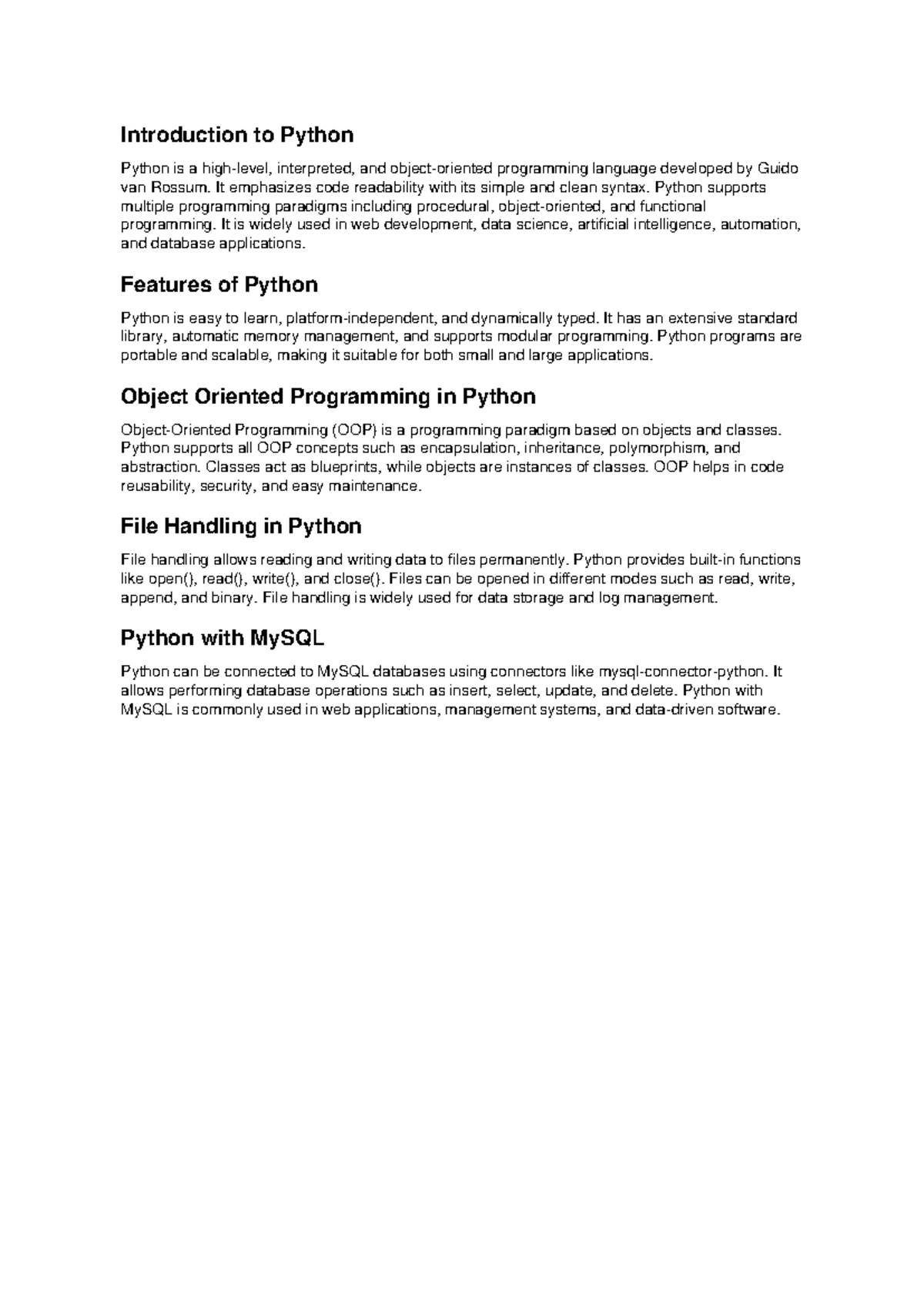 Python Long Answer Notes: A Comprehensive Guide to Python Programming ...