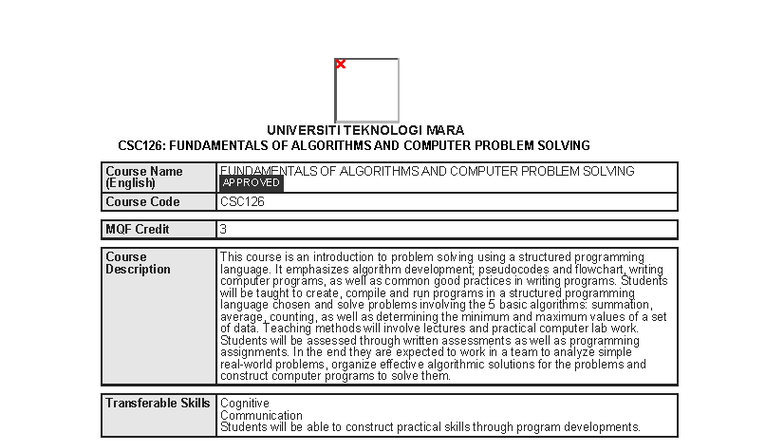 CSC126: Fundamentals of Algorithms & Computer Problem Solving - Studocu
