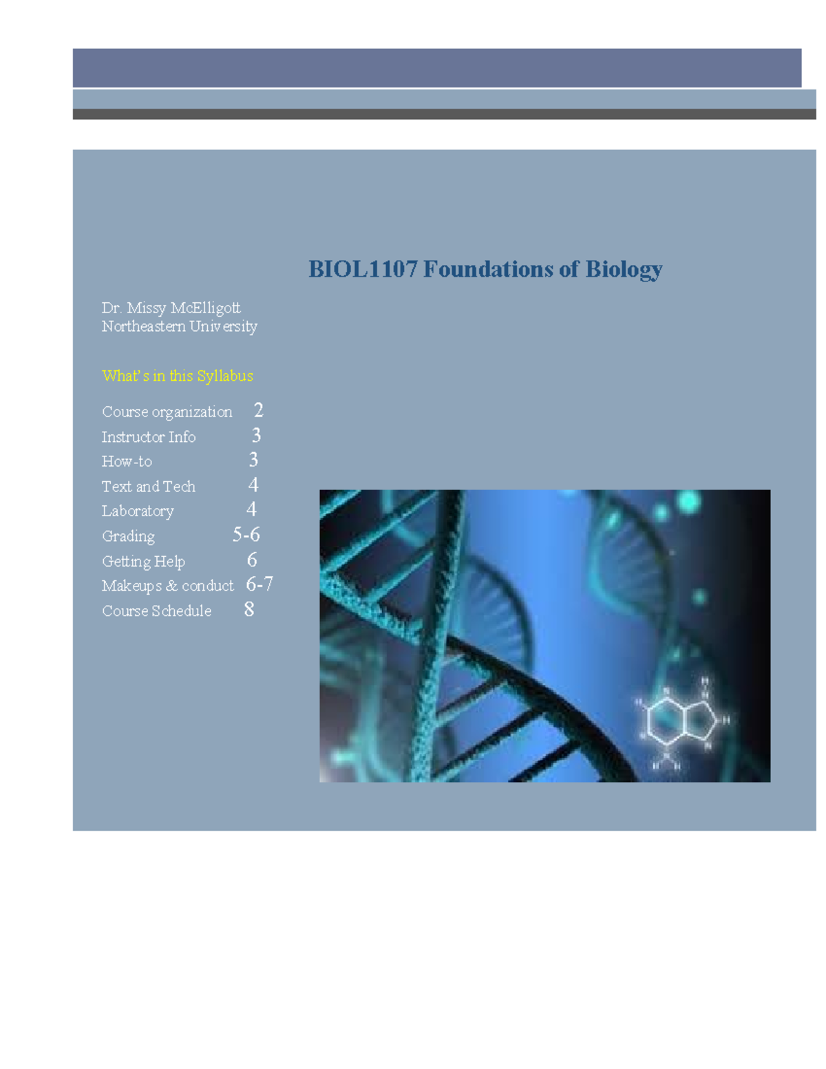 Syllabus for BIOL1107 Foundations of Biology - Fall 2021 - Studocu