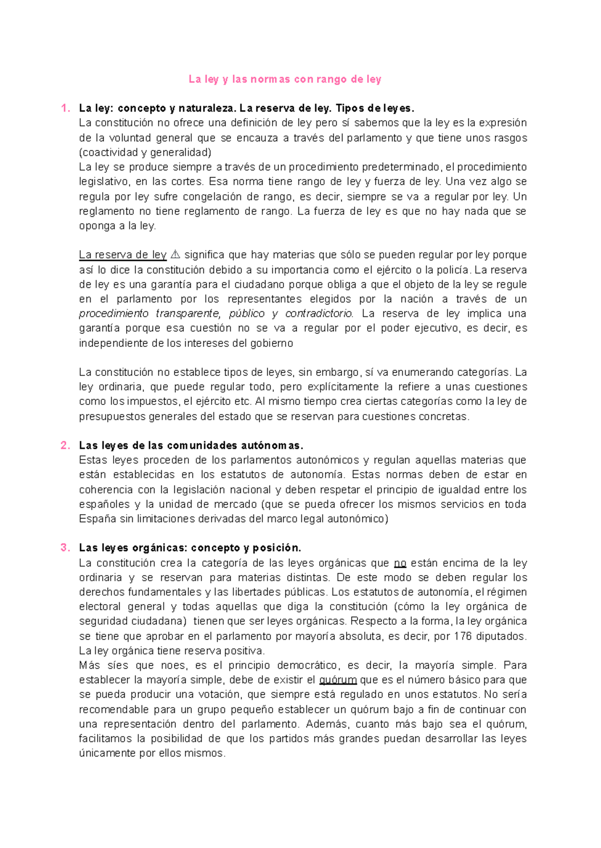 Tema 3: La Ley y Normas con Rango de Ley - Conceptos y Tipos - Studocu