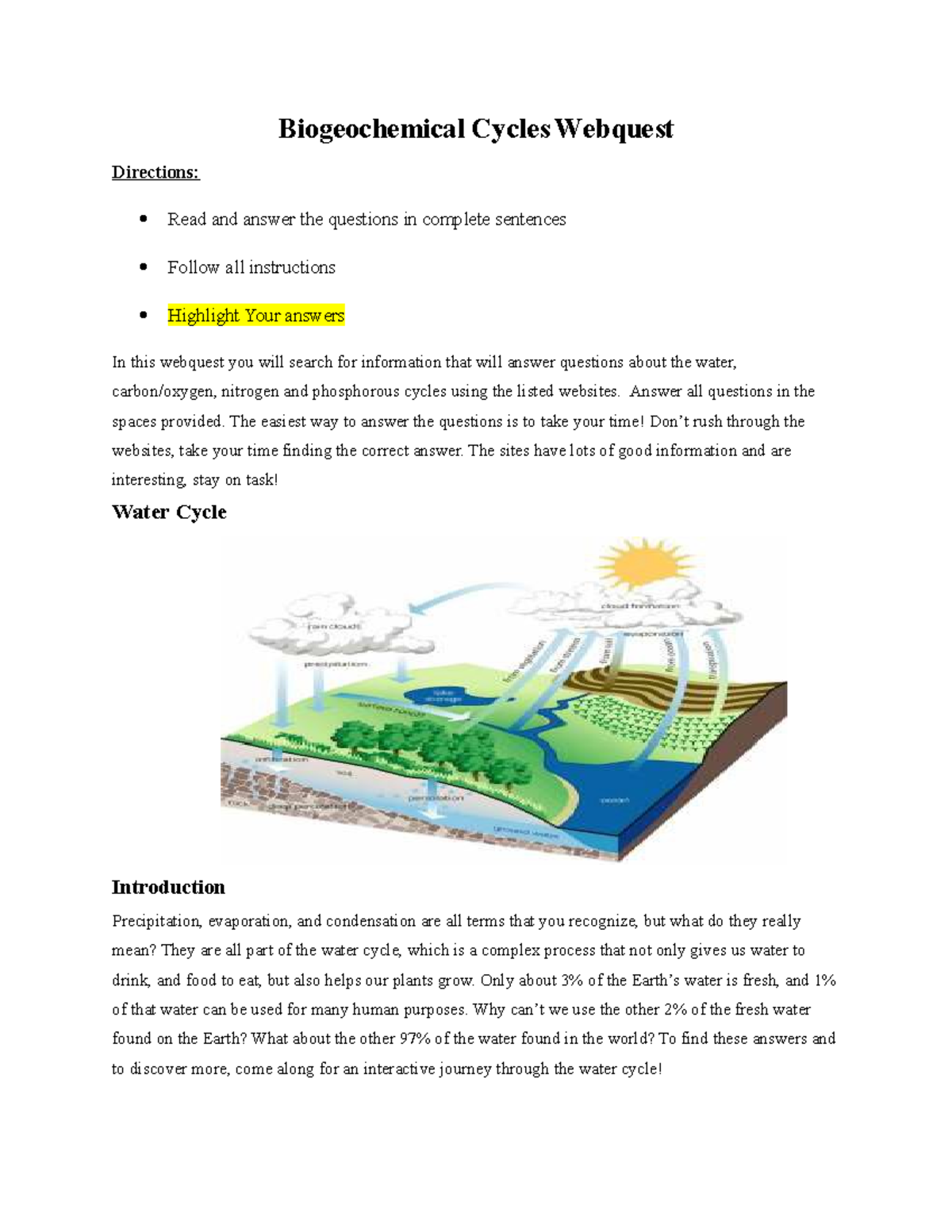 Biogeochemical+Cycles+Webquest+ copy - Biogeochemical Cycles Webquest ...