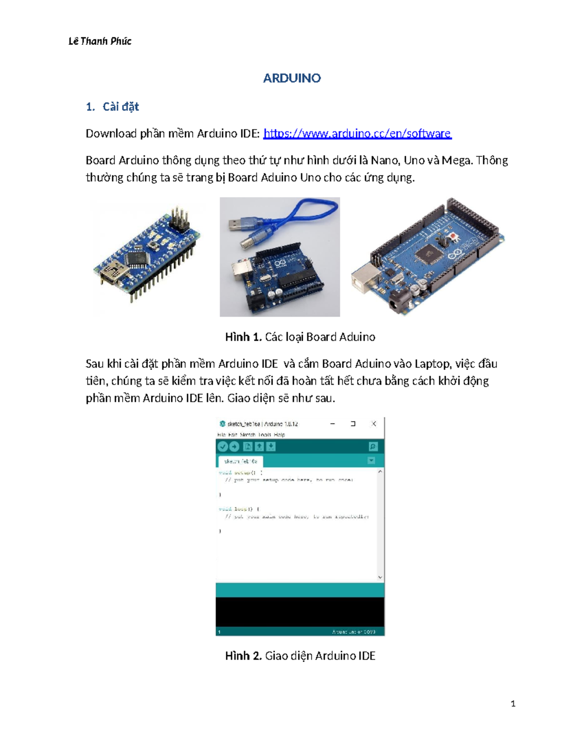 Hướng dẫn Cài đặt và Lập trình Arduino - Tài liệu Học Tập - Studocu