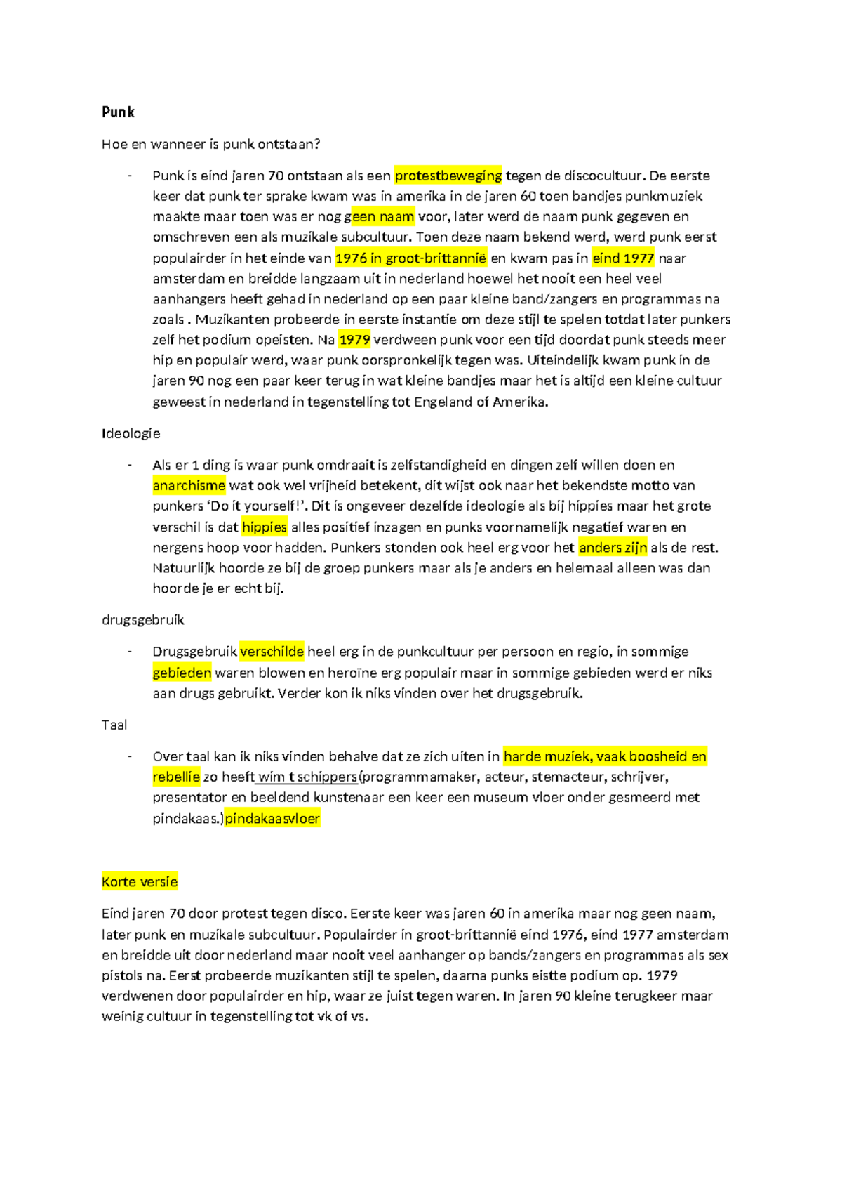 Punk Cultuur: Ontstaan, Ideologie en Invloed in Nederland - Studeersnel