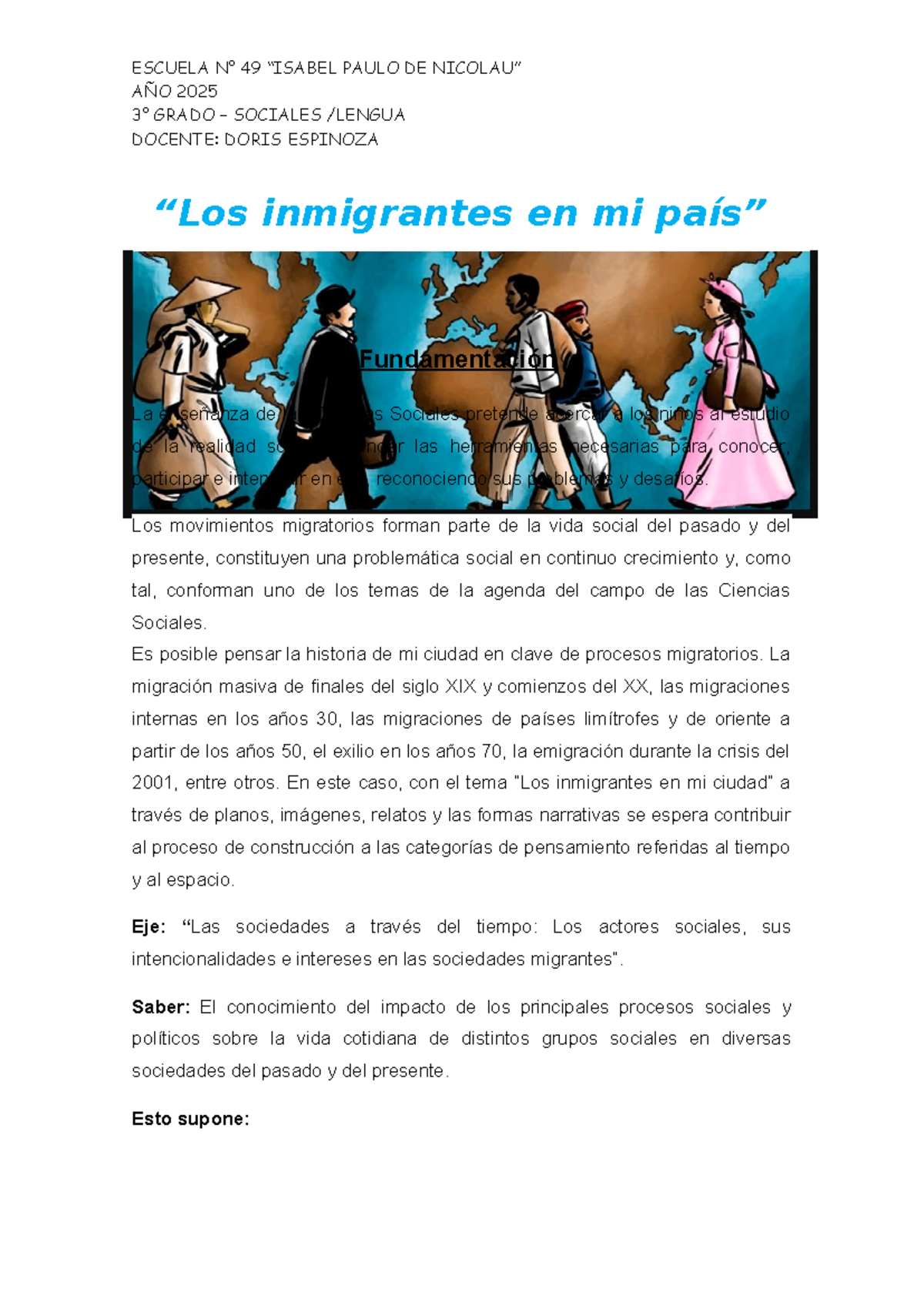 Secuencia Nº2: Inmigrantes en Ciencias Sociales - ESC 49 PAULO 2025 ...