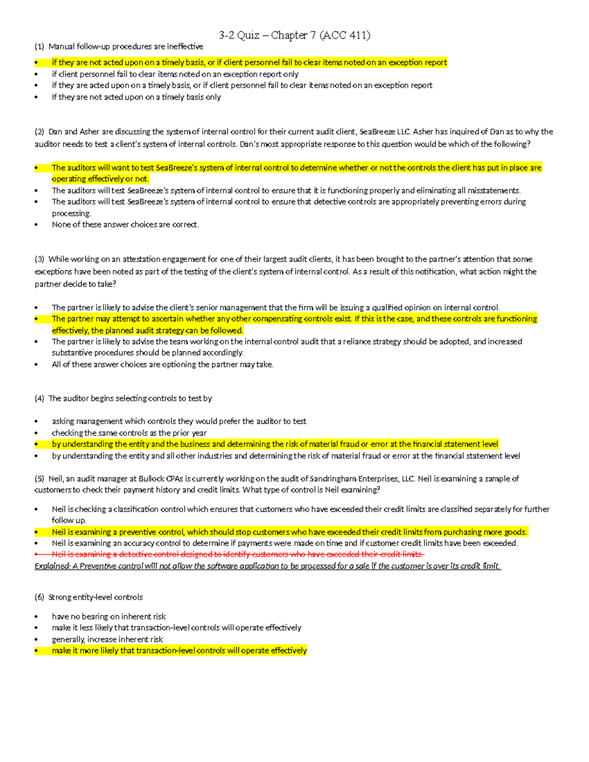 3-2 Quiz - Chapter 7 Key Concepts & Questions (ACC 411) - Studocu