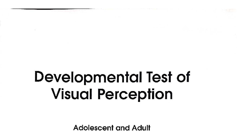 DTVP-A Developmental Test of Visual Perception Picture Book - Studocu