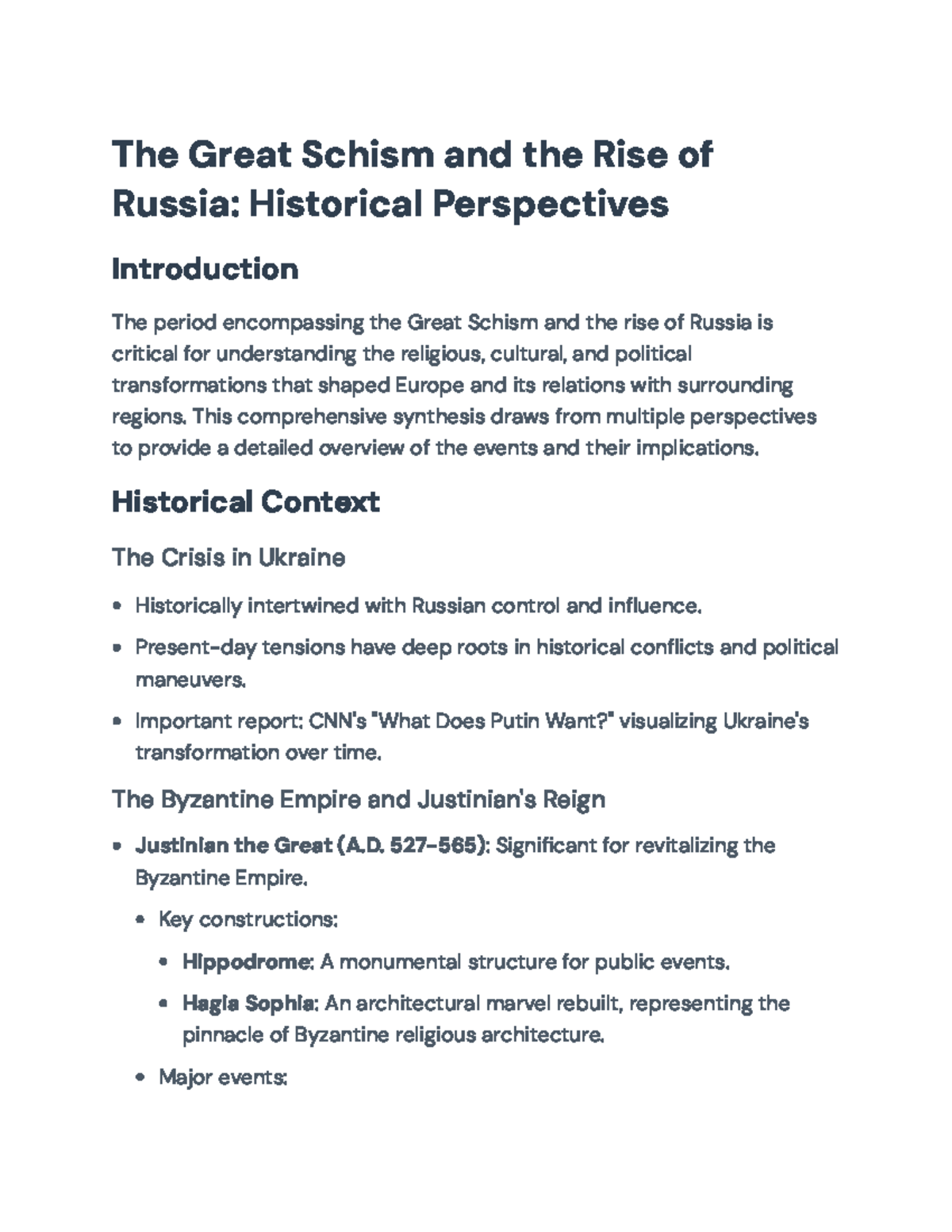 The Great Schism and the Rise of Russia: Historical Insights and ...