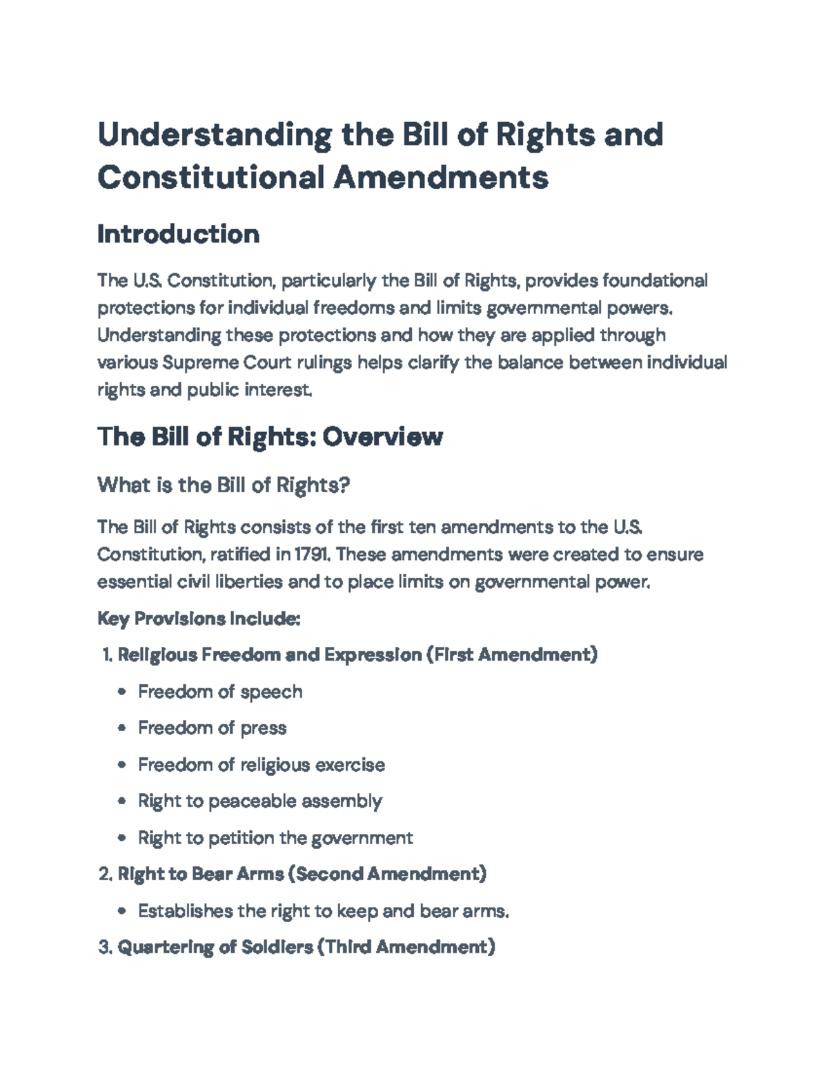 Understanding the U.S. Bill of Rights and Key Constitutional Amendments ...