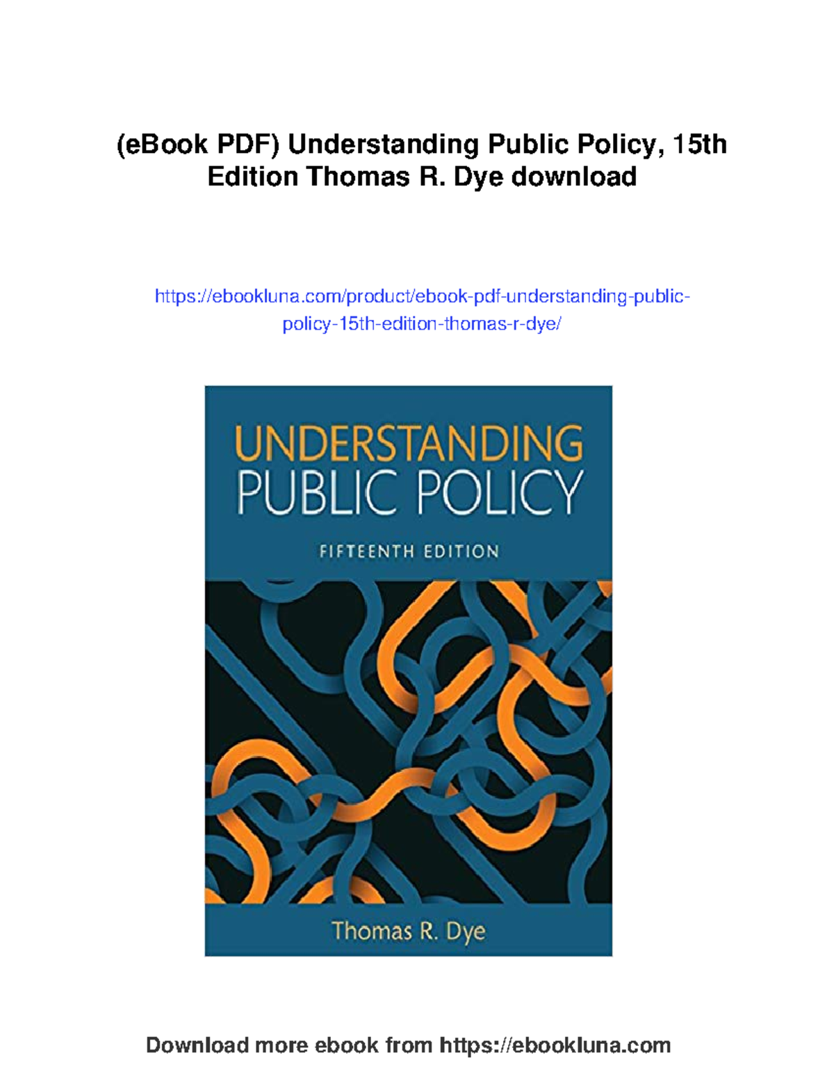Understanding public policy: key concepts and analysis (POLS 101) - Studocu
