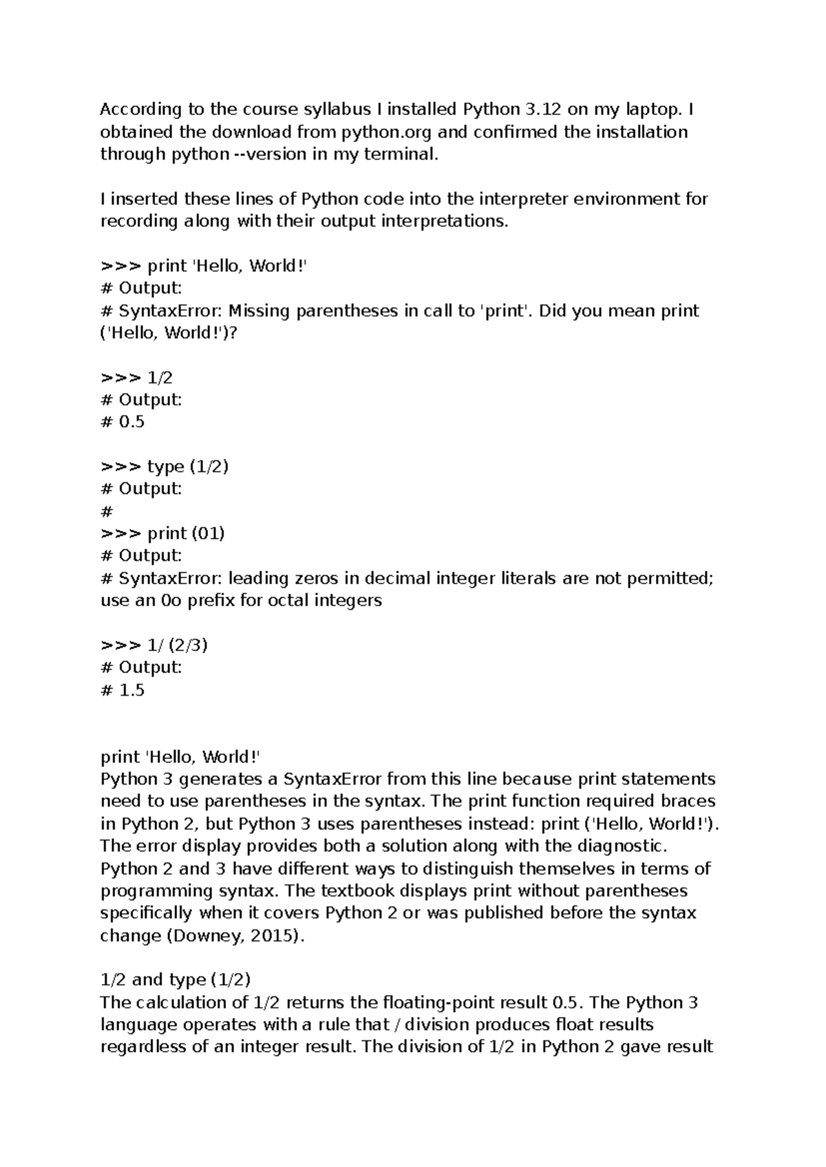 Computer Unit 9 - Python 3.12 Installation & Syntax Errors - Studocu
