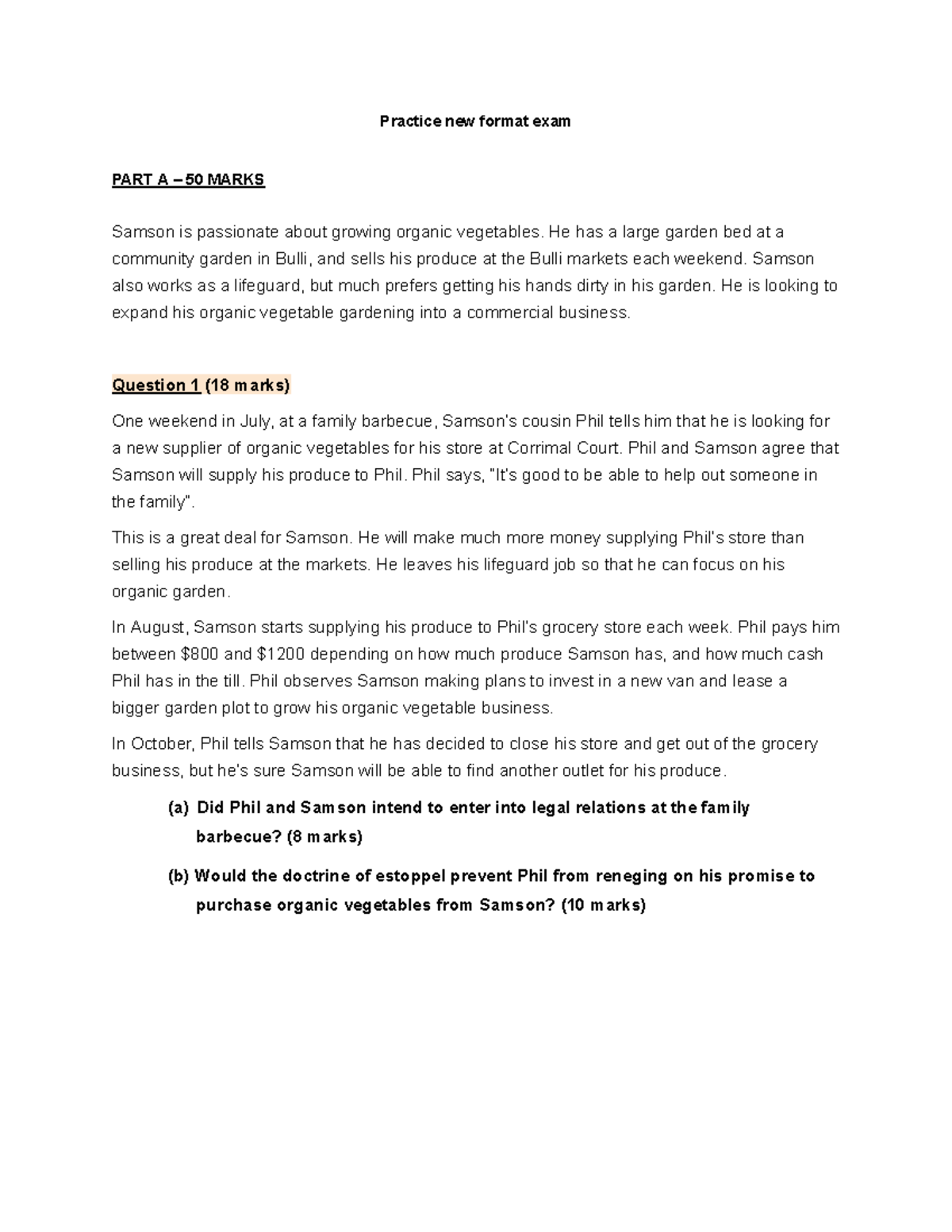 Contract Law Exam Prep - Problem Question Template (50 Marks) - Studocu