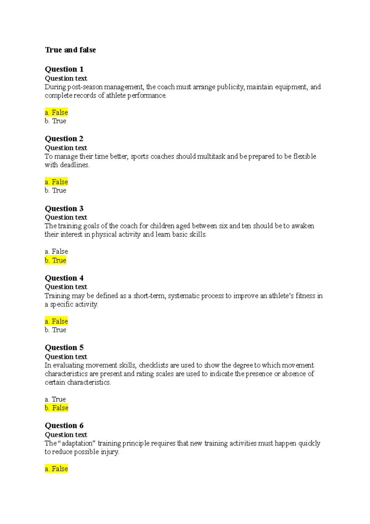 PES 3701 Assignment 4: True or False Questions with Solutions - Studocu