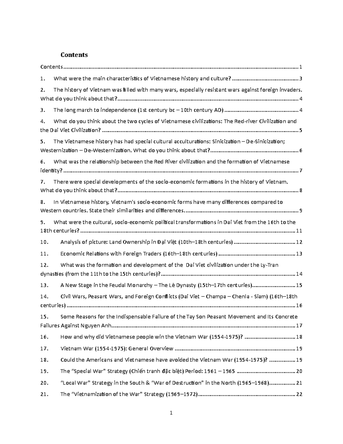 Predictive Questions for Final Exam: Vietnamese History & Culture ...