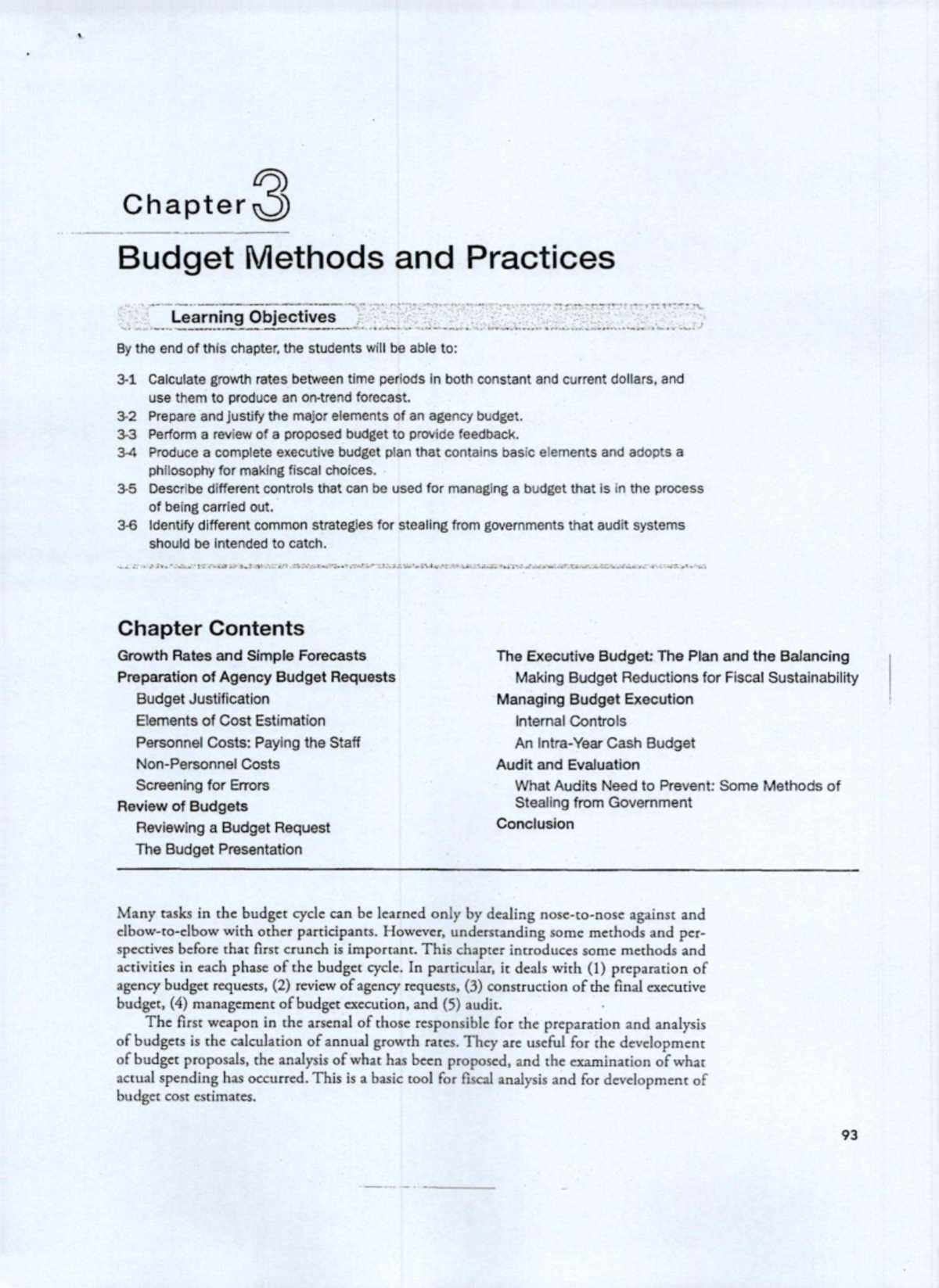 Chapter 3: Budget Methods and Practices - Learning Objectives and Key ...