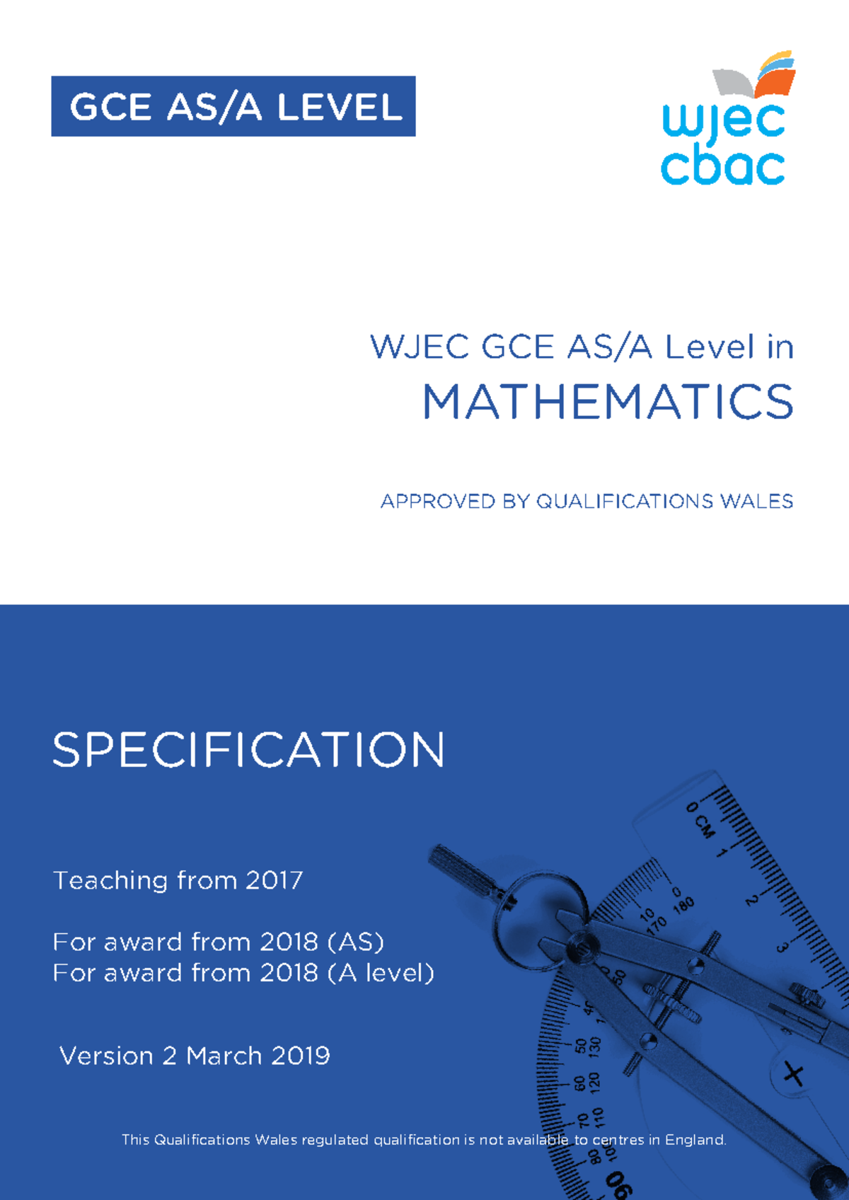 WJEC GCE AS/A Level Mathematics Specification (2017-2019) Summary - Studocu