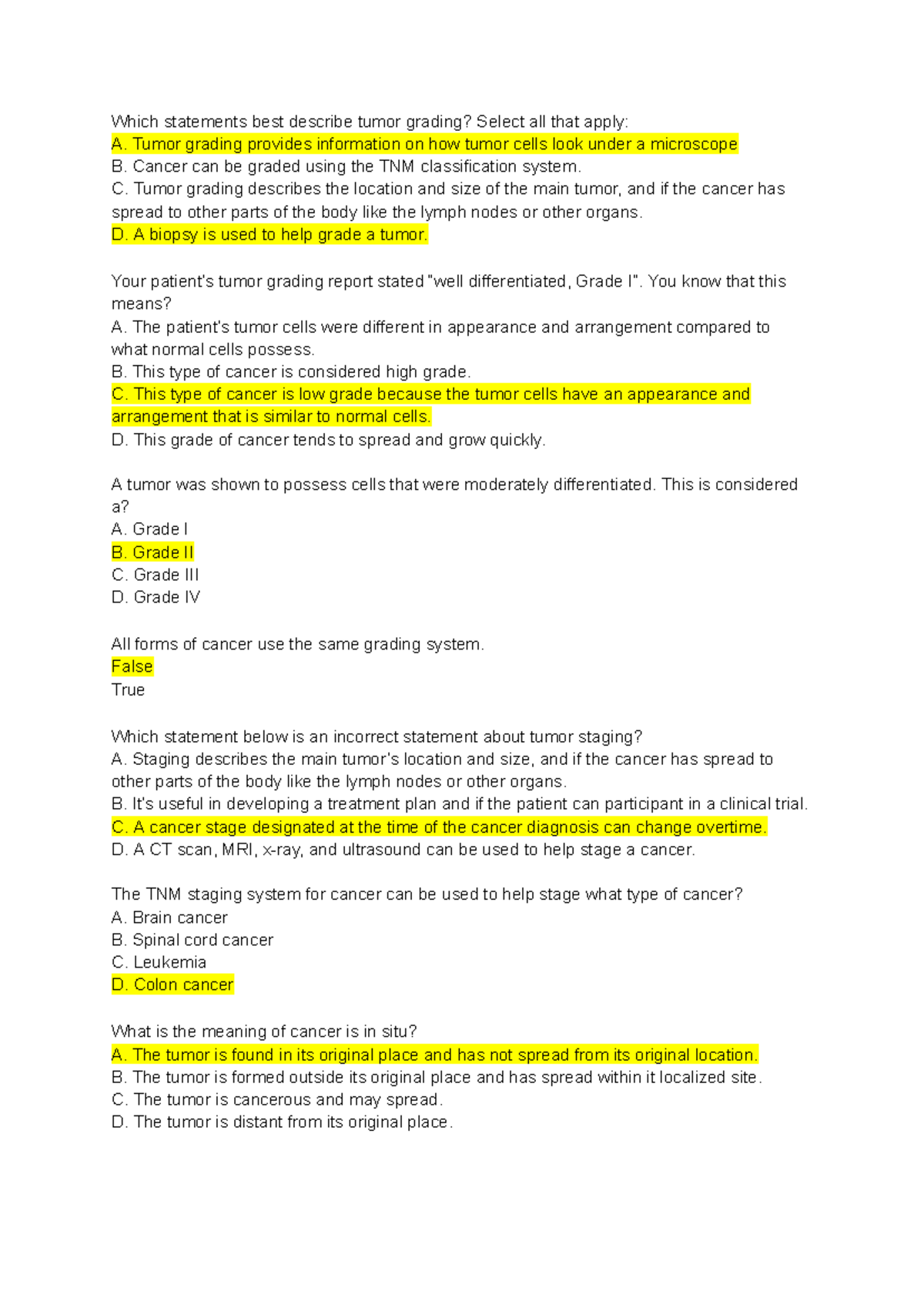 Nurselabs Onco - Comprehensive Guide to Tumor Grading and Staging - Studocu