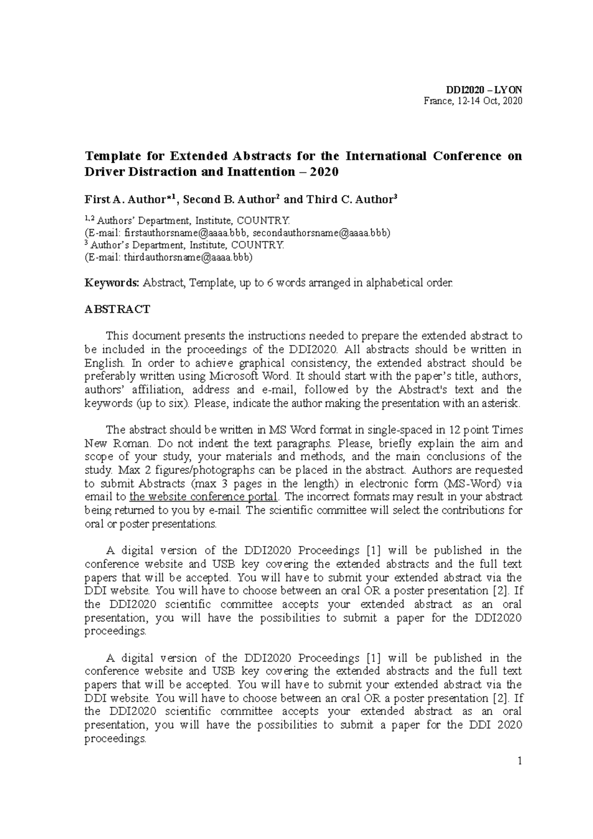 Template for Extended Abstracts - DDI2020 Conference - Studeersnel