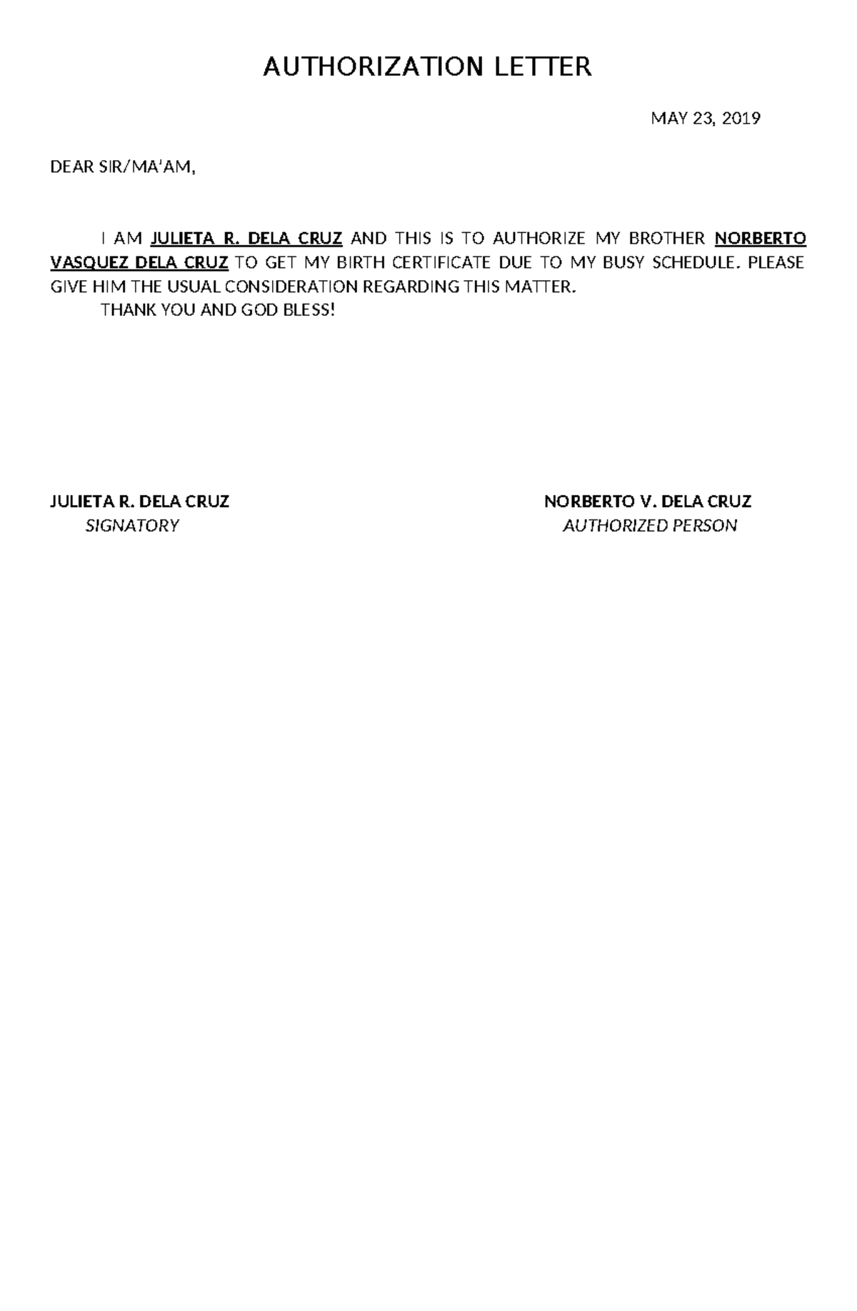 Authorization Letter - Foundations of Education - AUTHORIZATION LETTER ...