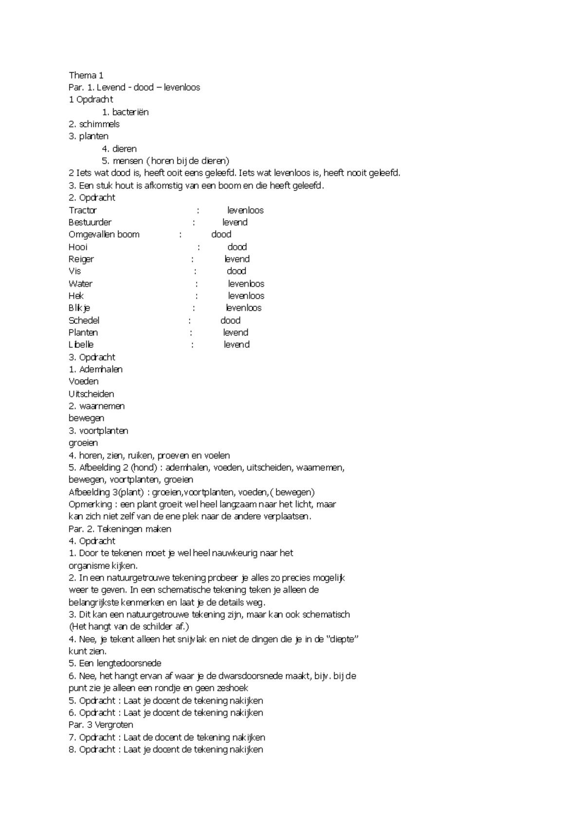 Biologie Havo 1 Hoofdstuk 1-6 Antwoorden en Opdrachten - Studocu