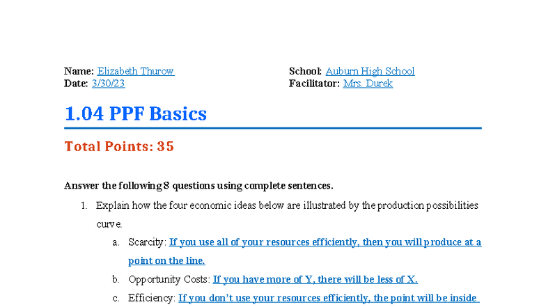 ECO 1.04 PPF Basics Assignment - Understanding Economic Concepts - Studocu