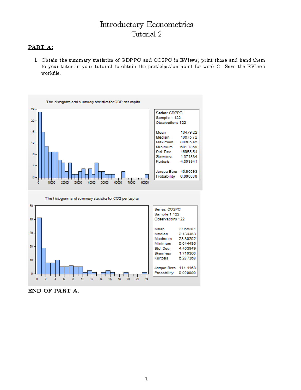 ETW2410 Tutorial 2 Answers - Introductory Econometrics Tutorial 2 PART ...
