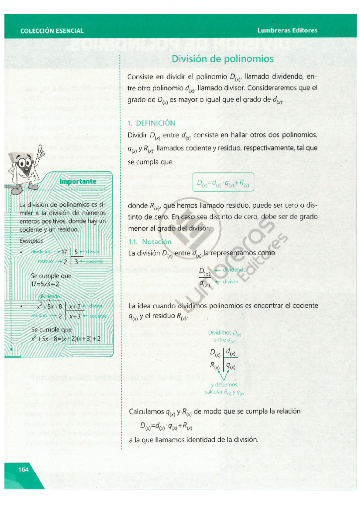 División de Polinomios - Álgebra - COLECCIÓN ESENCIAL - Lumbreras ...