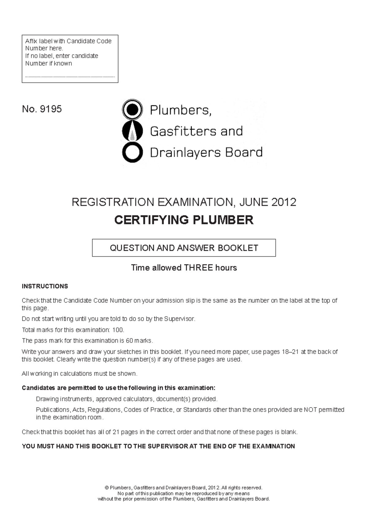 4 - review - Affix label with Candidate Code Number here. If no label ...