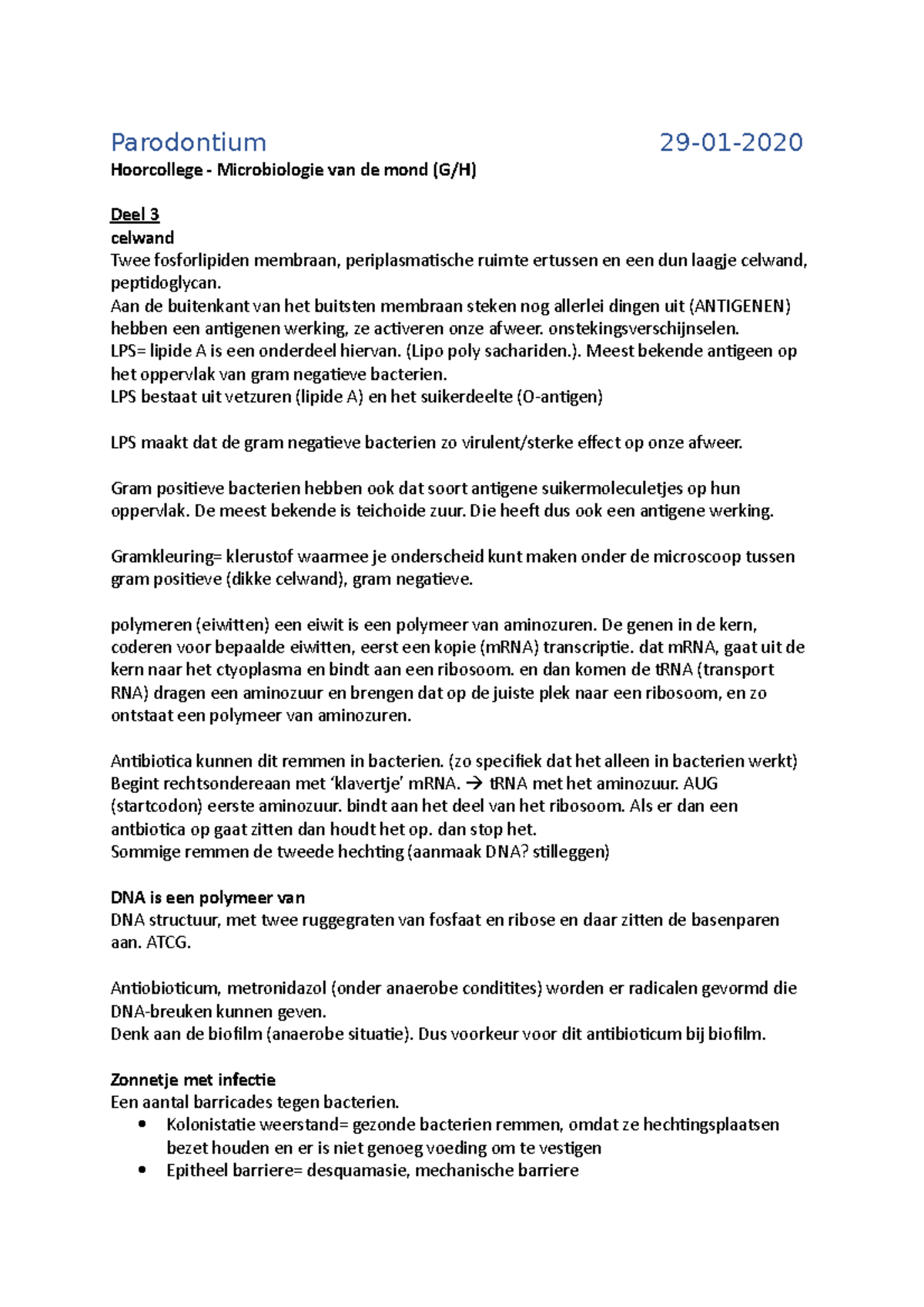 Parodontium deel 3 - Microbiologie van de mond - Parodontium 29-01 ...