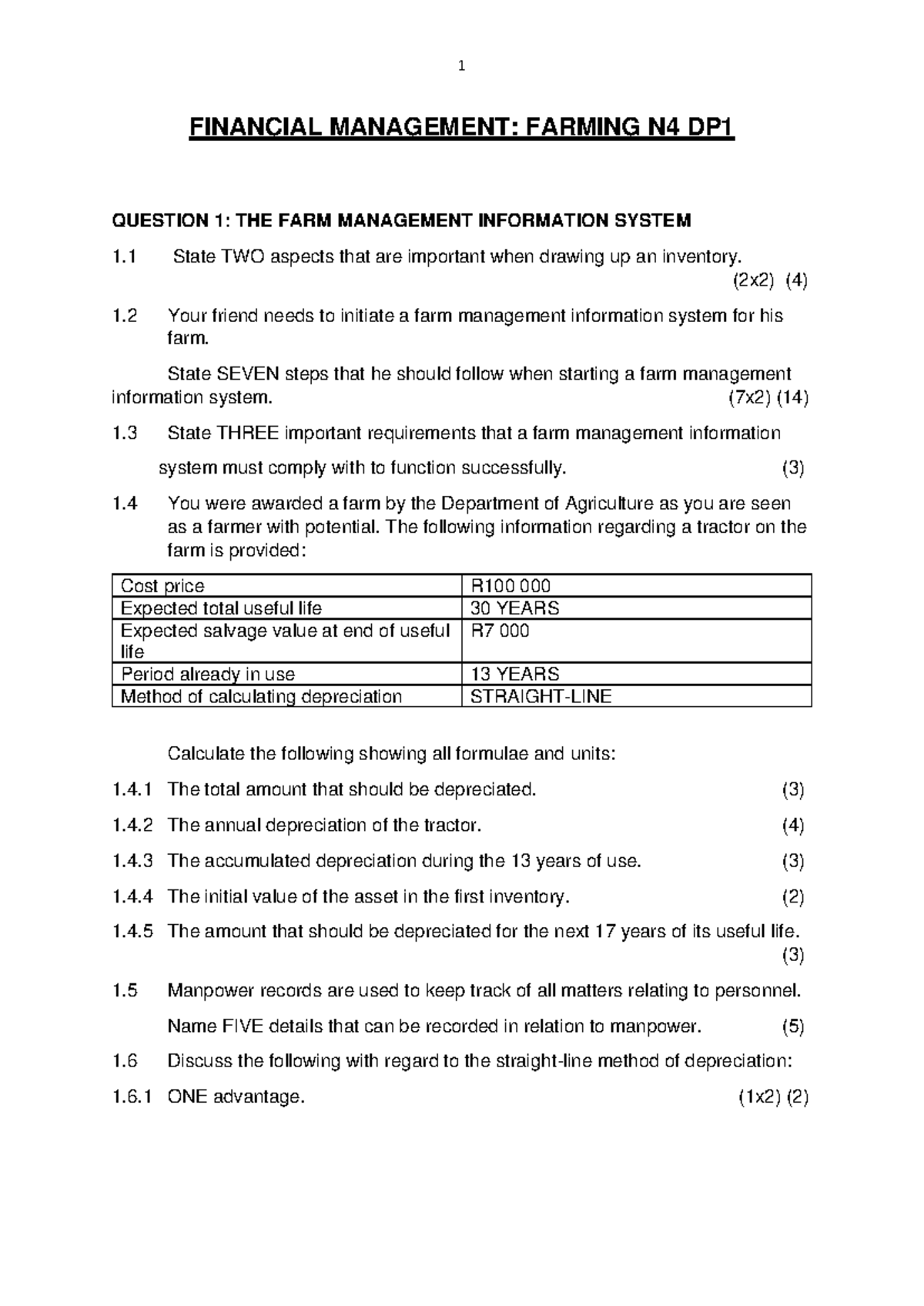 Financial Management: Farming N4 DP1 Exam Questions on Farm Management ...