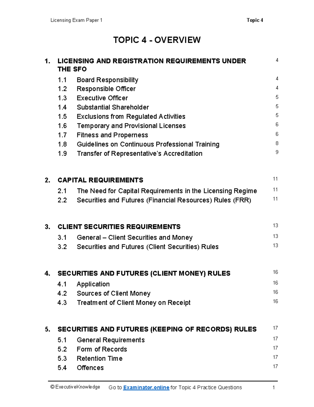 Licensing Exam Paper 1: Overview of Topic 4 Requirements - Studocu
