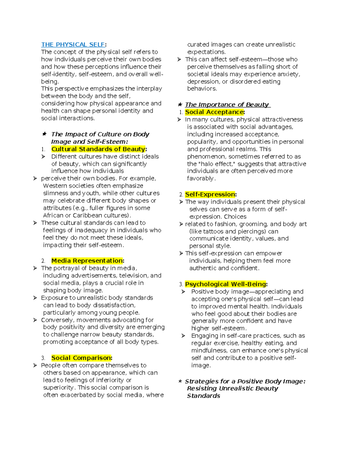 The Physical Self: Understanding Body Image and Cultural Influences ...